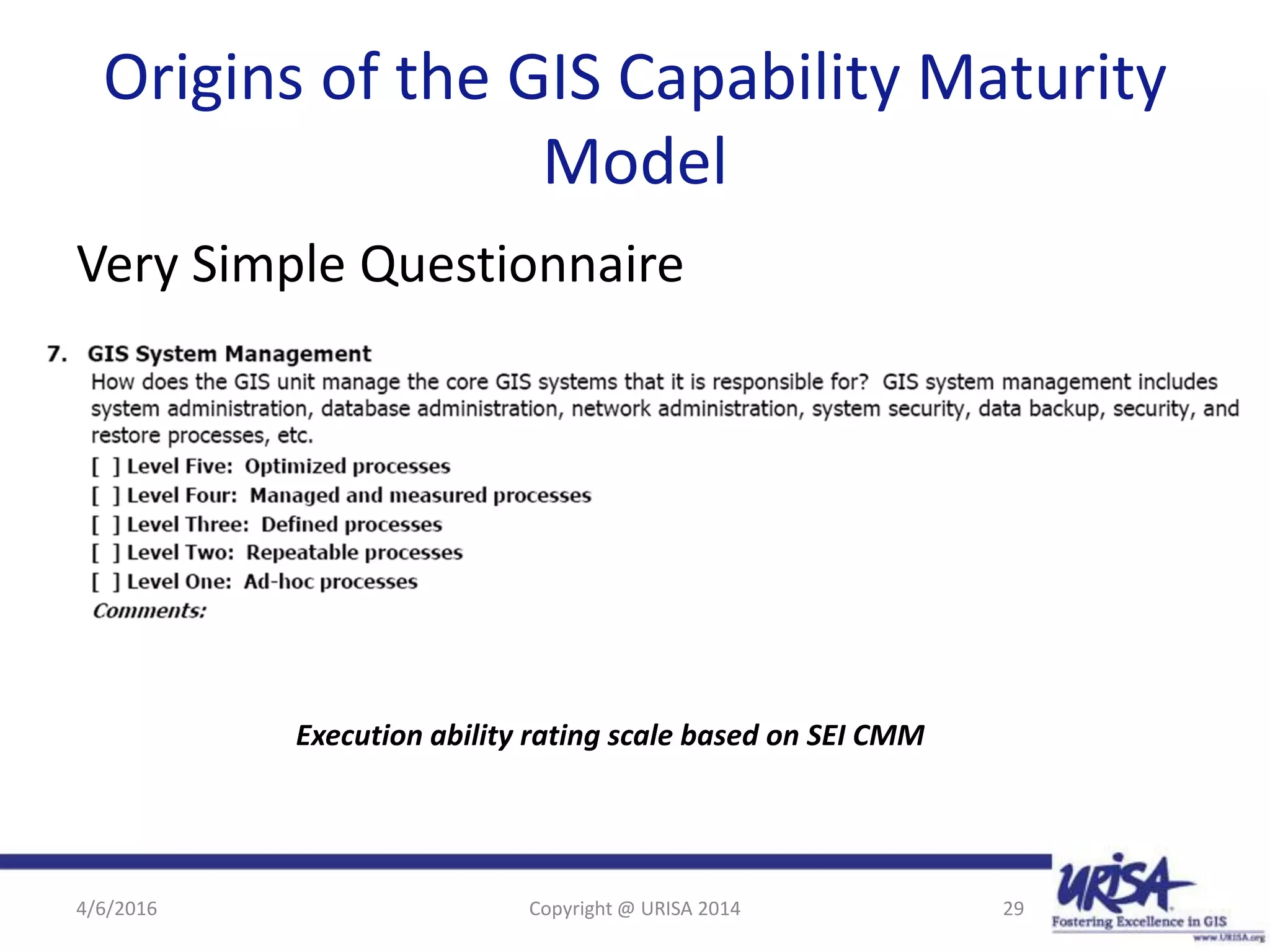 The GIS Capability Maturity Model Maximize Benefits from Enterprise GIS ...