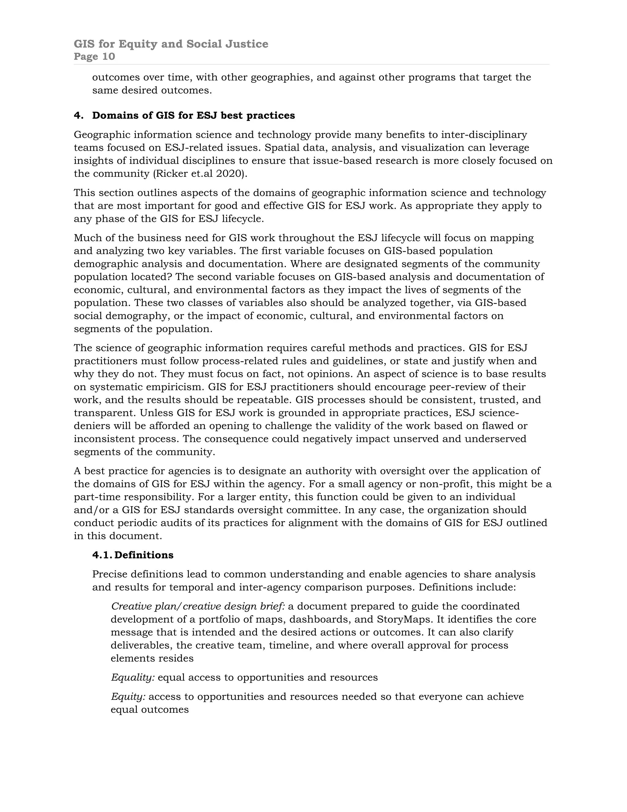GIS for Equity & Social Justice Best Practices | PDF