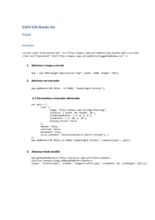 SAPO GIS Hands-On Guide for Adding Maps, Markers, Feeds and More | PDF