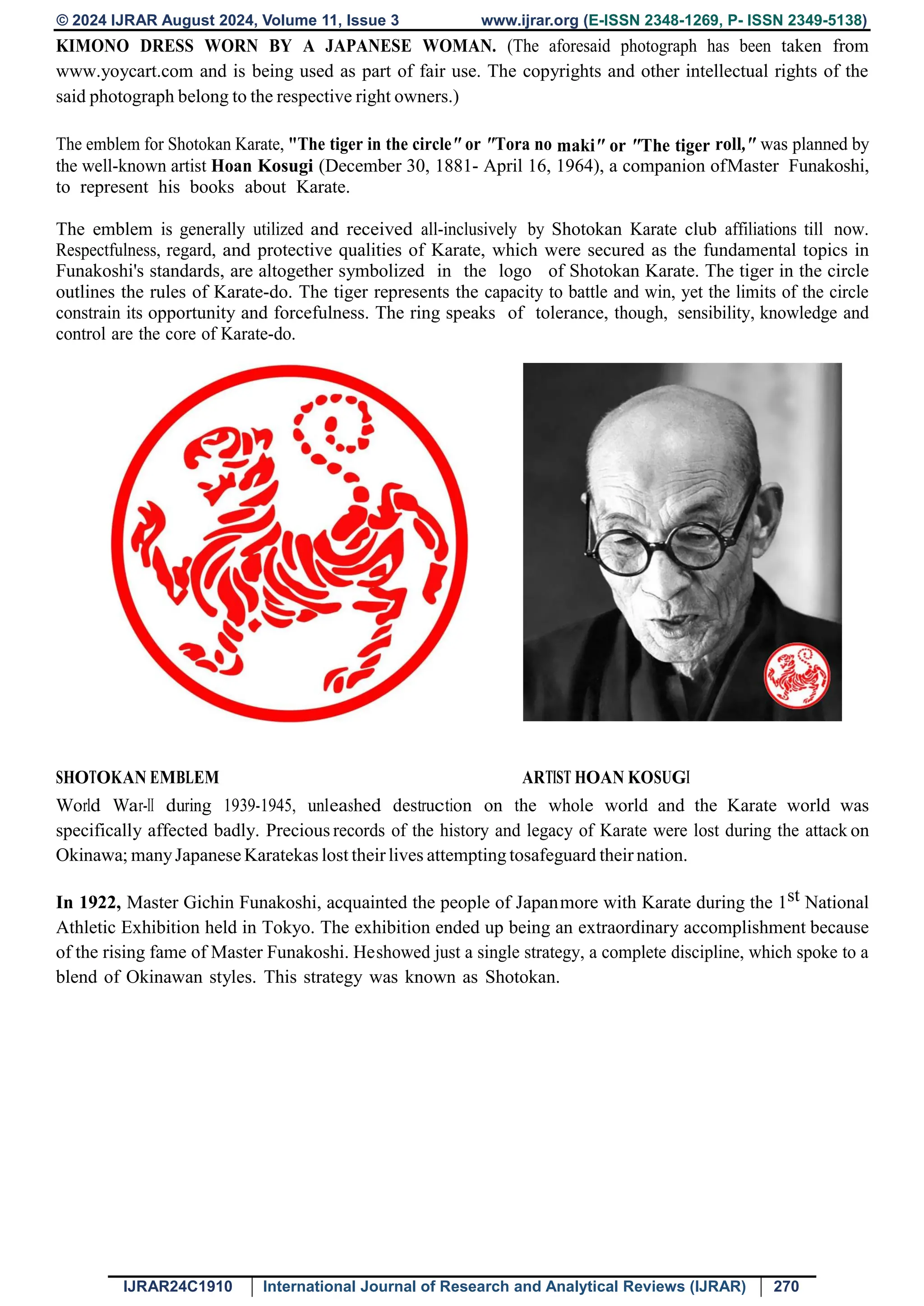 Gishin Funakoshi and his journey elucidated by Karate Coach Dr. Pradeep Kumar Yadav | PDF