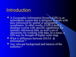 Geographical Information System(GIS) in Urban Design | PPT