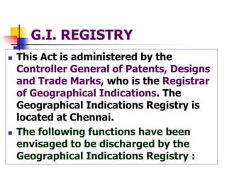 Protection of geographical indications goods in India | PPT