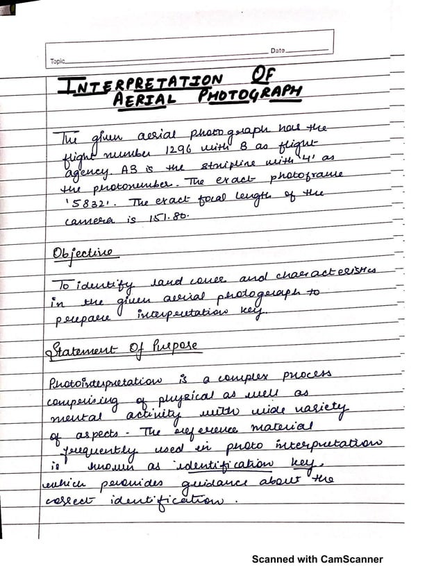 Aerial photograph , Remote Sensing and GIS Assignment | PDF