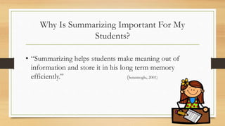 Improving Summarizing in Third Grade | PPTX
