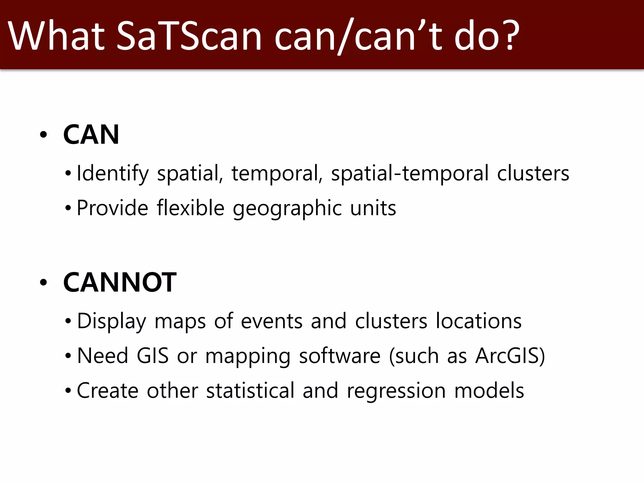 Introduction to SaTScan, seasonality and time series analysis | PPTX