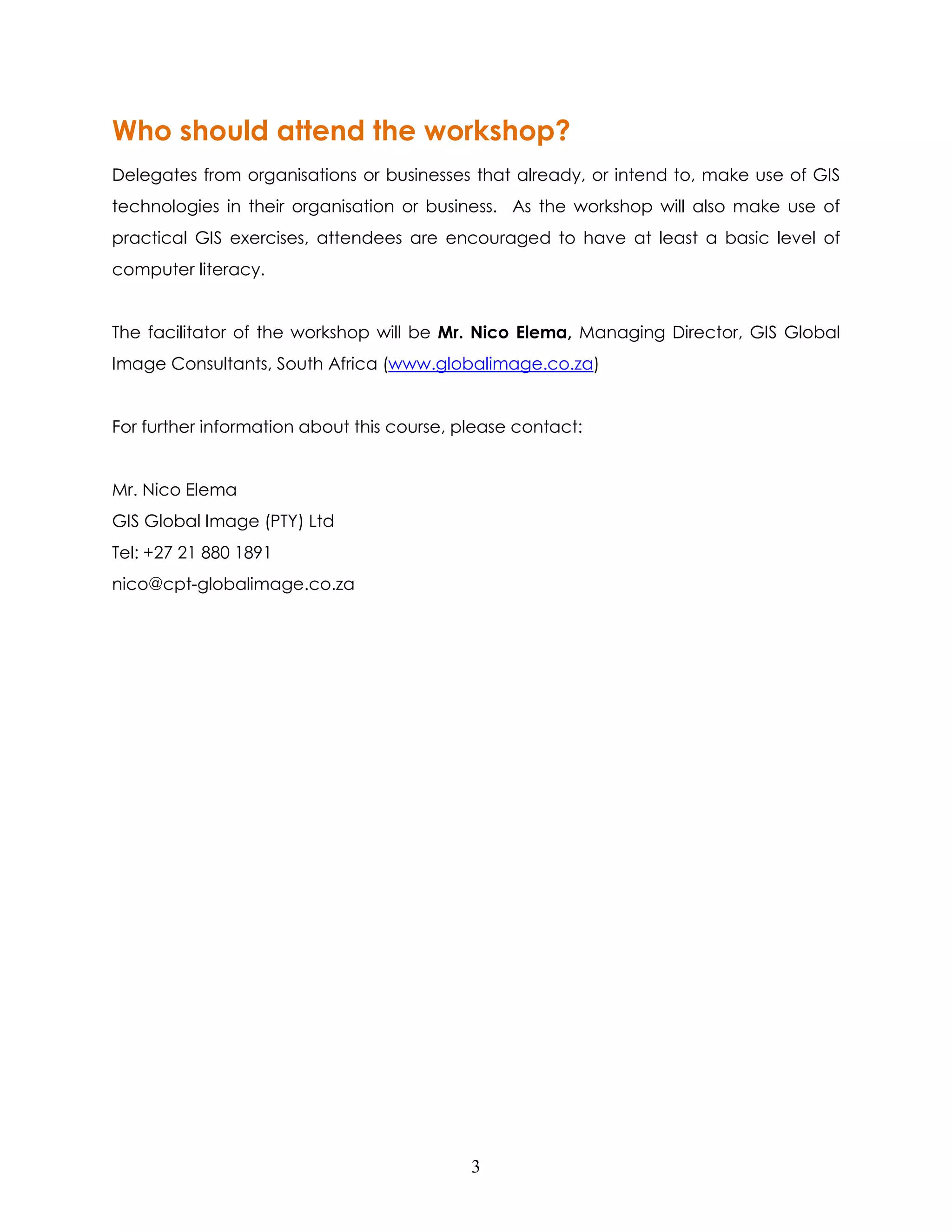 Practical GIS workshop programme | PDF | Geography | Science