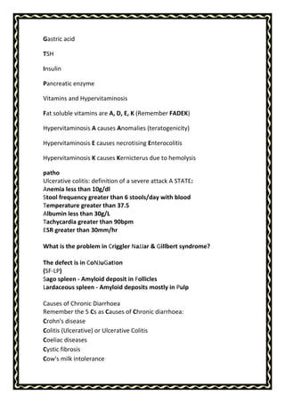 GI system mnemonics | PDF
