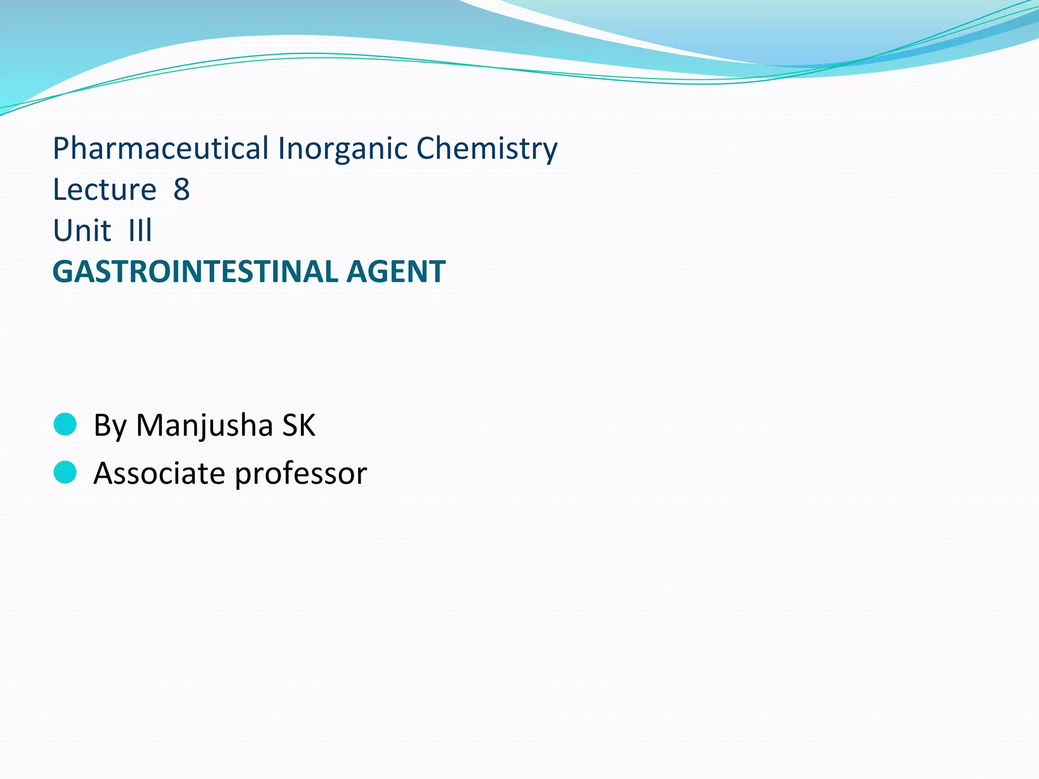 Pharmaceutical Inorganic Chemistry -B Pharmacy First Year -First ...