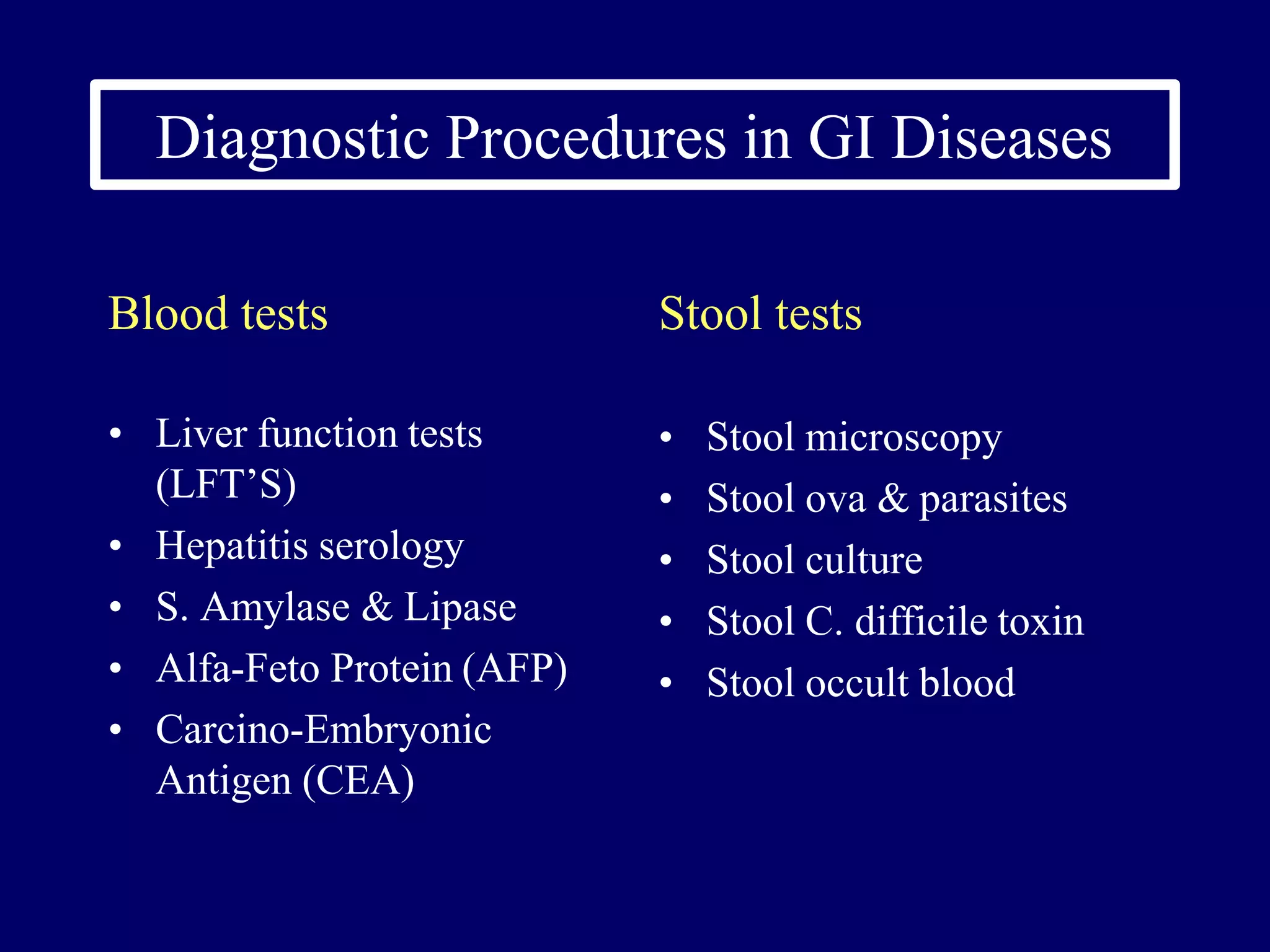 Gastro intestinal system diagnostic-tests- | PPTX