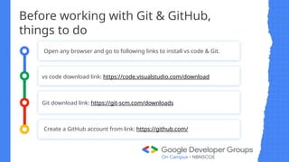 GDG On Campus NBNSCOE Version Control Essential : Master Git & GitHub | PPTX