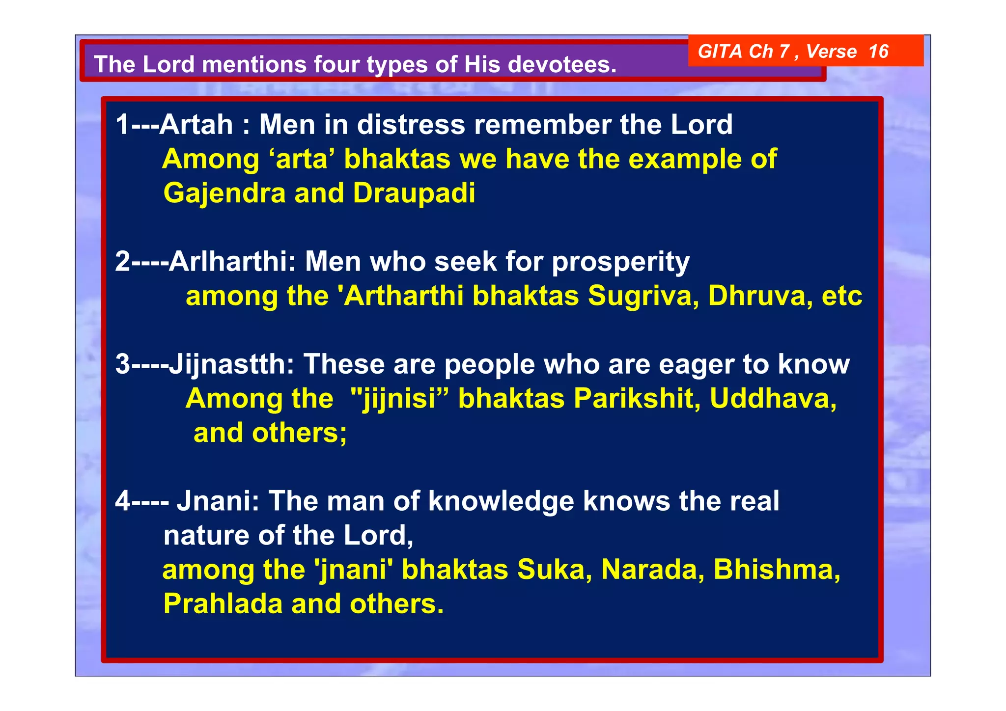 Gita chapter 7.16 Four types of devotees | PDF