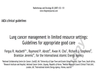 LUNG CANCER MANAGEMENT IN LOW RESOURCE SETTINGS | PPTX