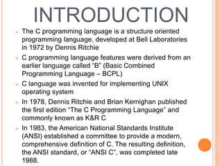 C Programming Language | PPTX | Programming Languages | Computing