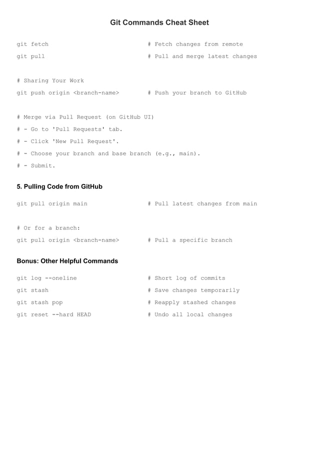 Git_Commands_Cheat_Sheet. command for github | PDF