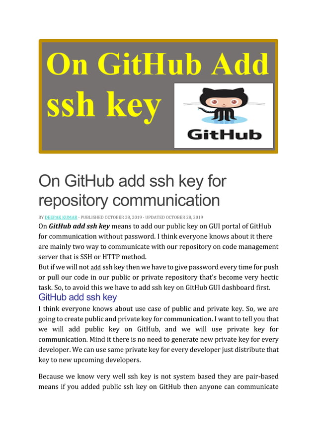 Github add ssh key | PDF