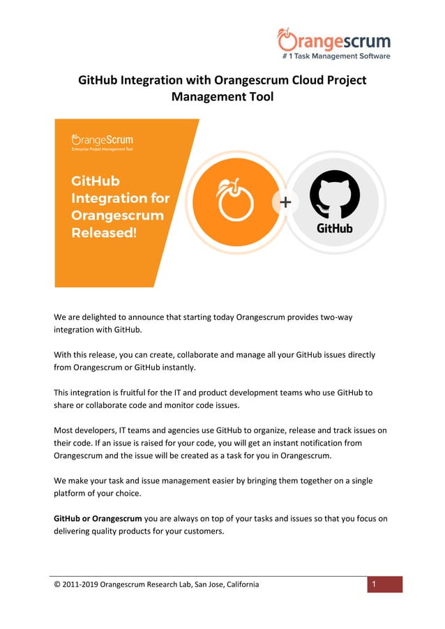 GitHub Integration for Orangescrum Cloud Released! | PDF | Web ...