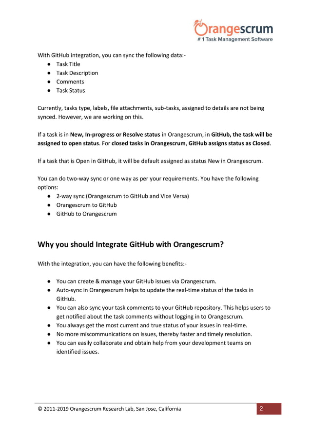 Github Integration For Orangescrum Cloud Released Pdf Web