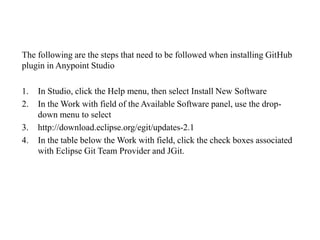 Github plugin setup in anypointstudio | PPTX | Computing | Technology & Computing