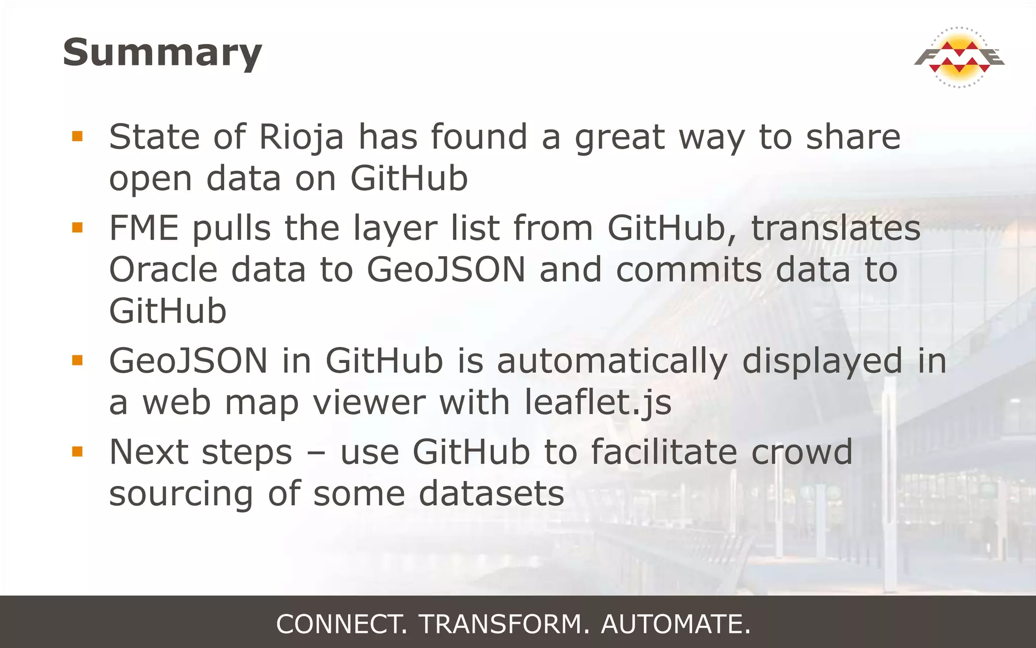 FME-Based Tool for Automatic Updating of Geographical Git Repositories (Pushing the Boundaries ...