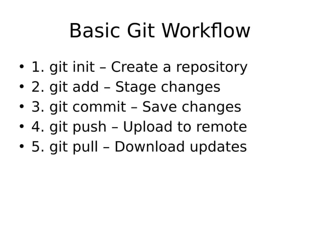 Git Presentation with diagram that show the main functionalities | PDF
