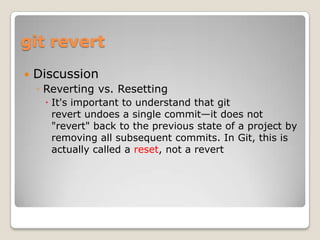 Git tutorial undoing changes | PPTX