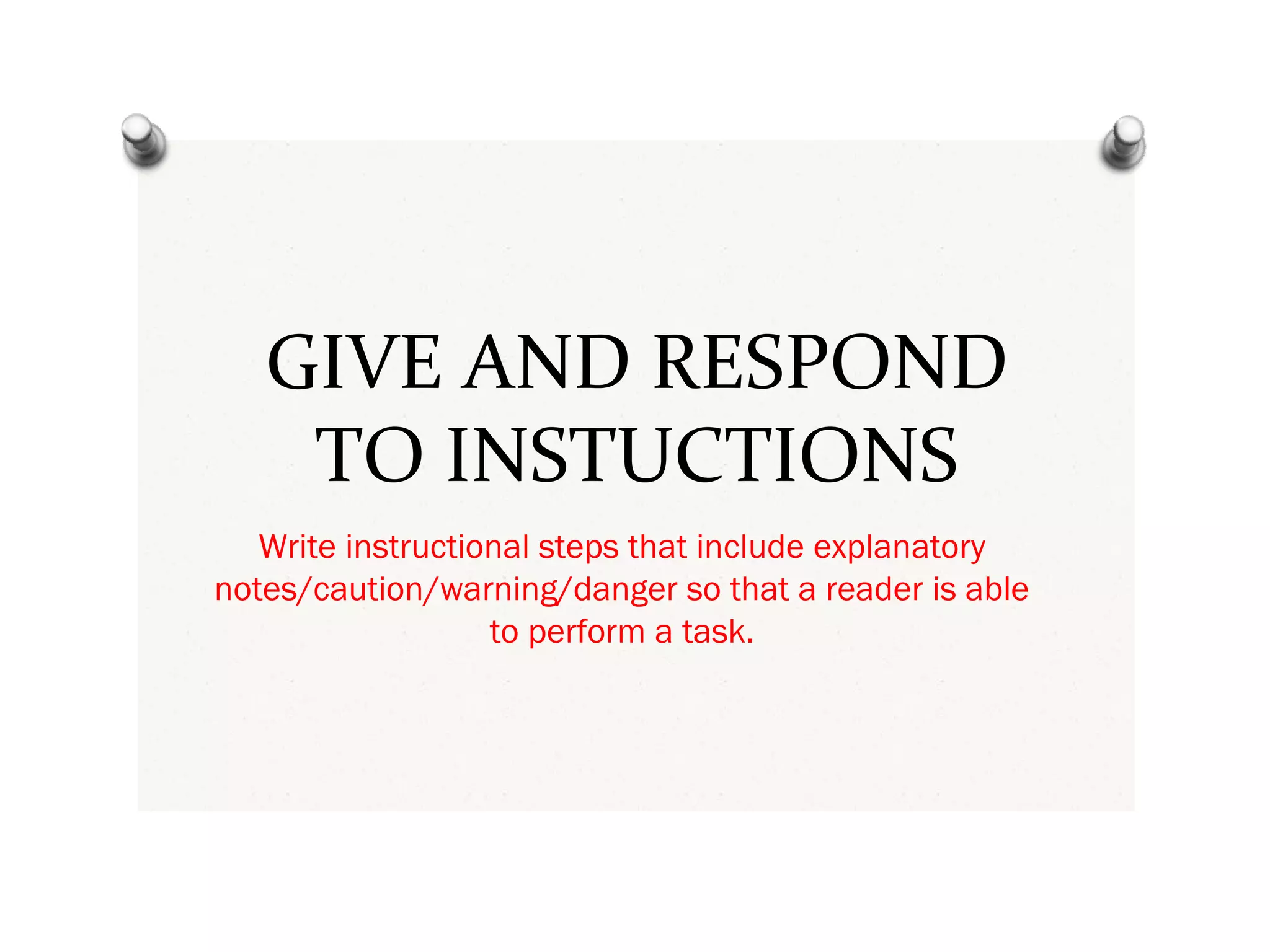 Give and respond to instructions | PPT