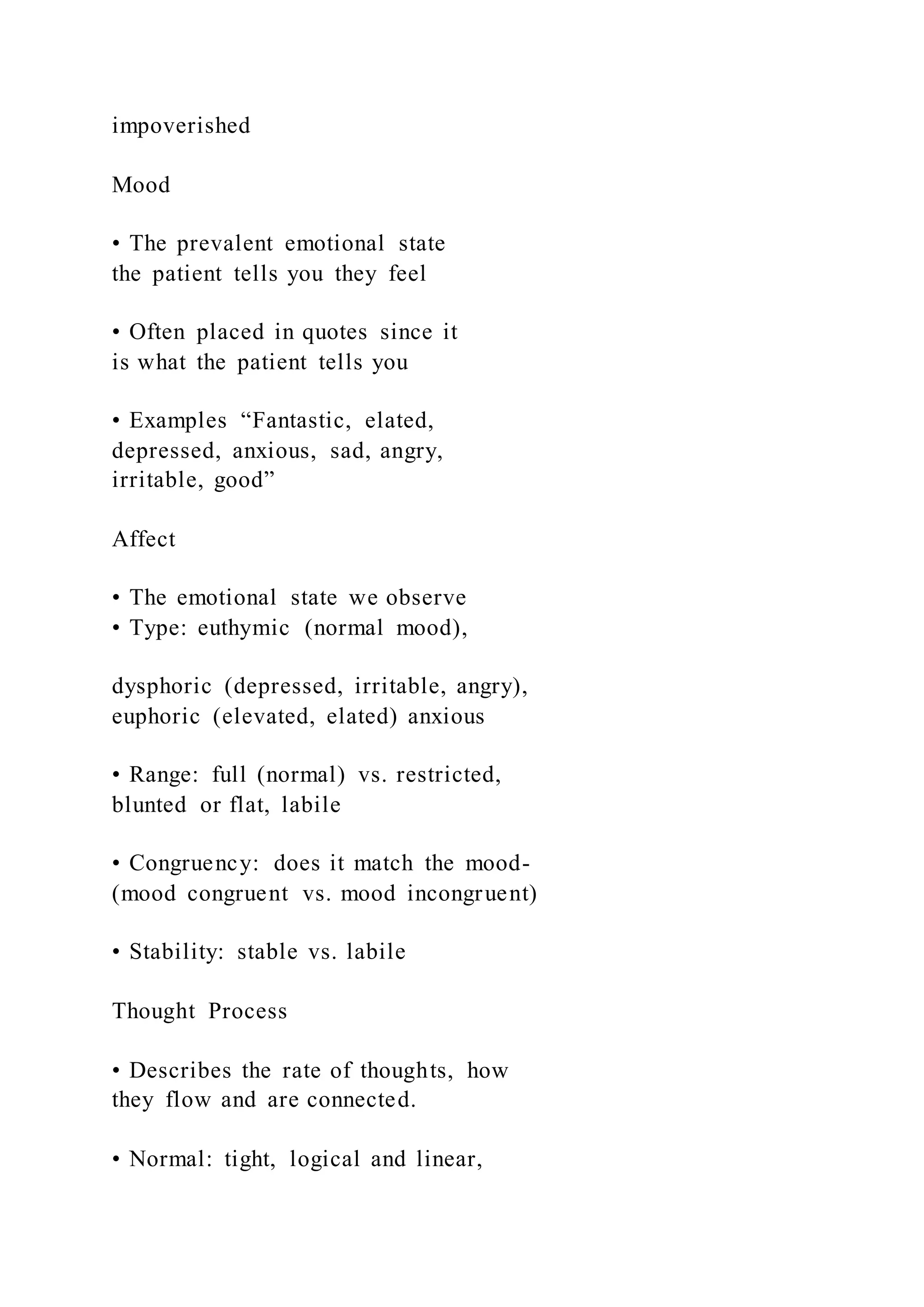 Give a brief summary of the components of the mental status exam. | DOCX