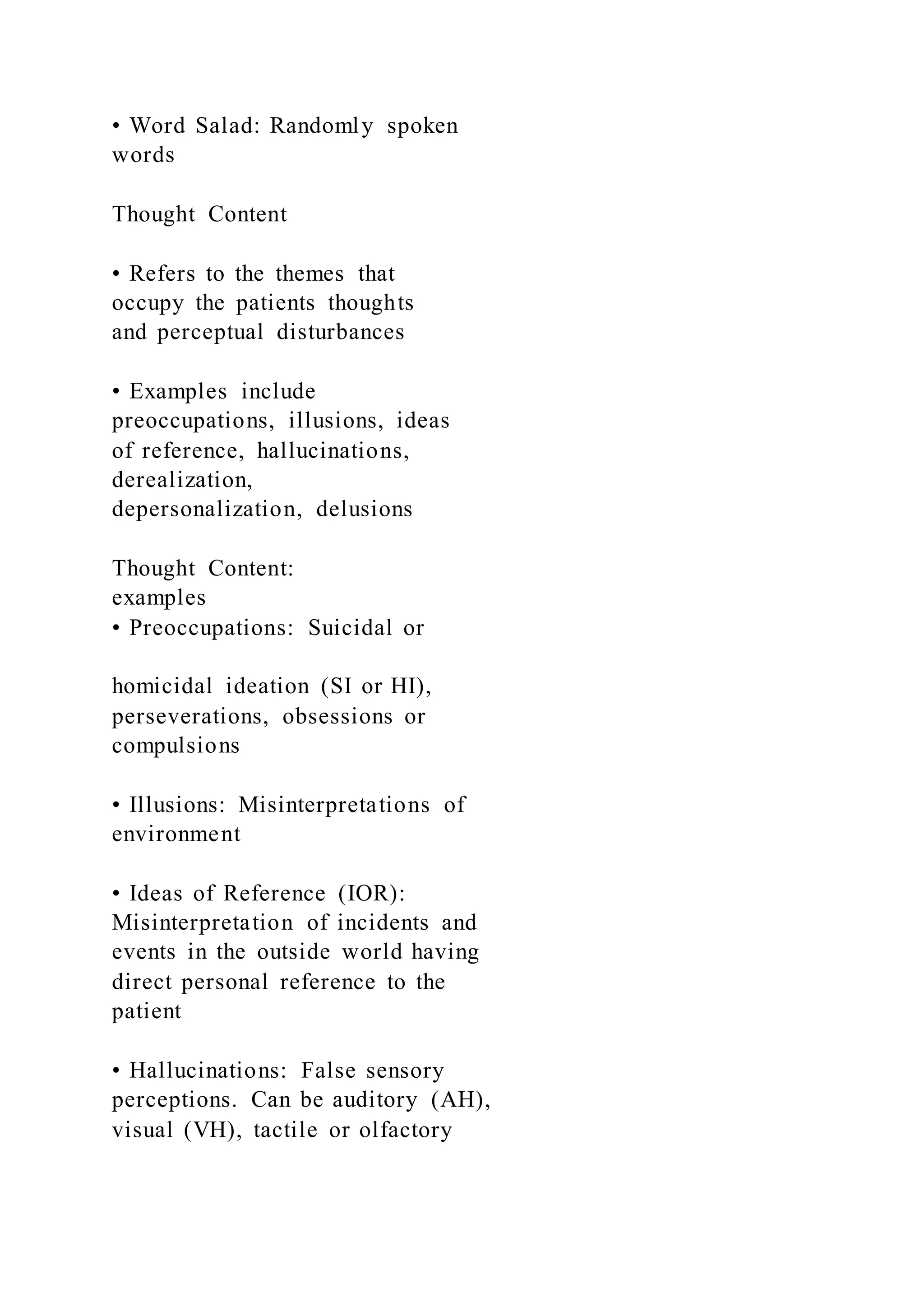 Give a brief summary of the components of the mental status exam. | DOCX