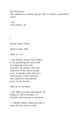 Give a brief summary of the components of the mental status exam. | DOCX