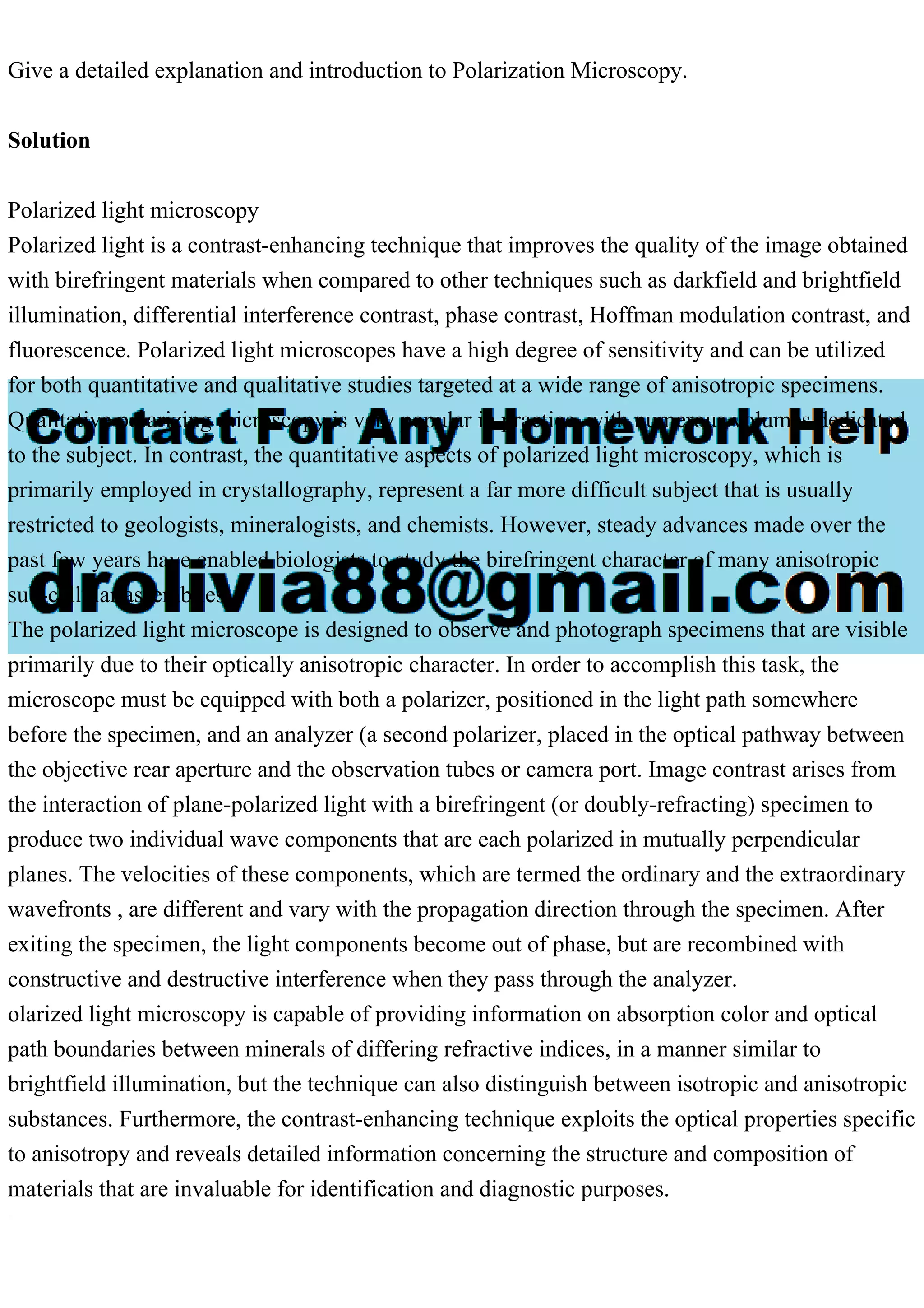 Give a detailed explanation and introduction to Polarization Microsc.pdf