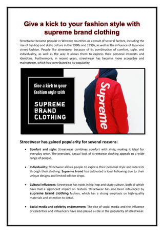 Give a kick to your fashion style with supreme brand clothing | PDF