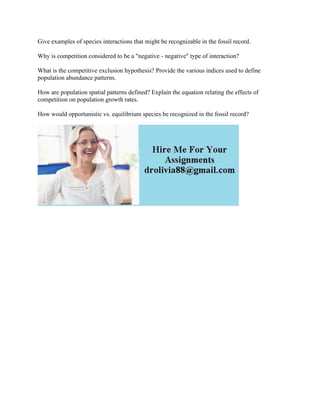 Give examples of species interactions that might be recognizable in th.pdf