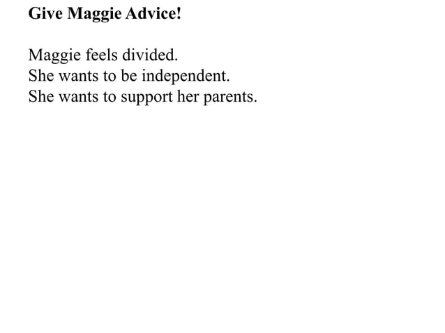 Write a Letter: Give Maggie Advice | PPT