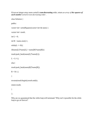 Given an integer array nums sorted in non-decreasing order- return an.docx