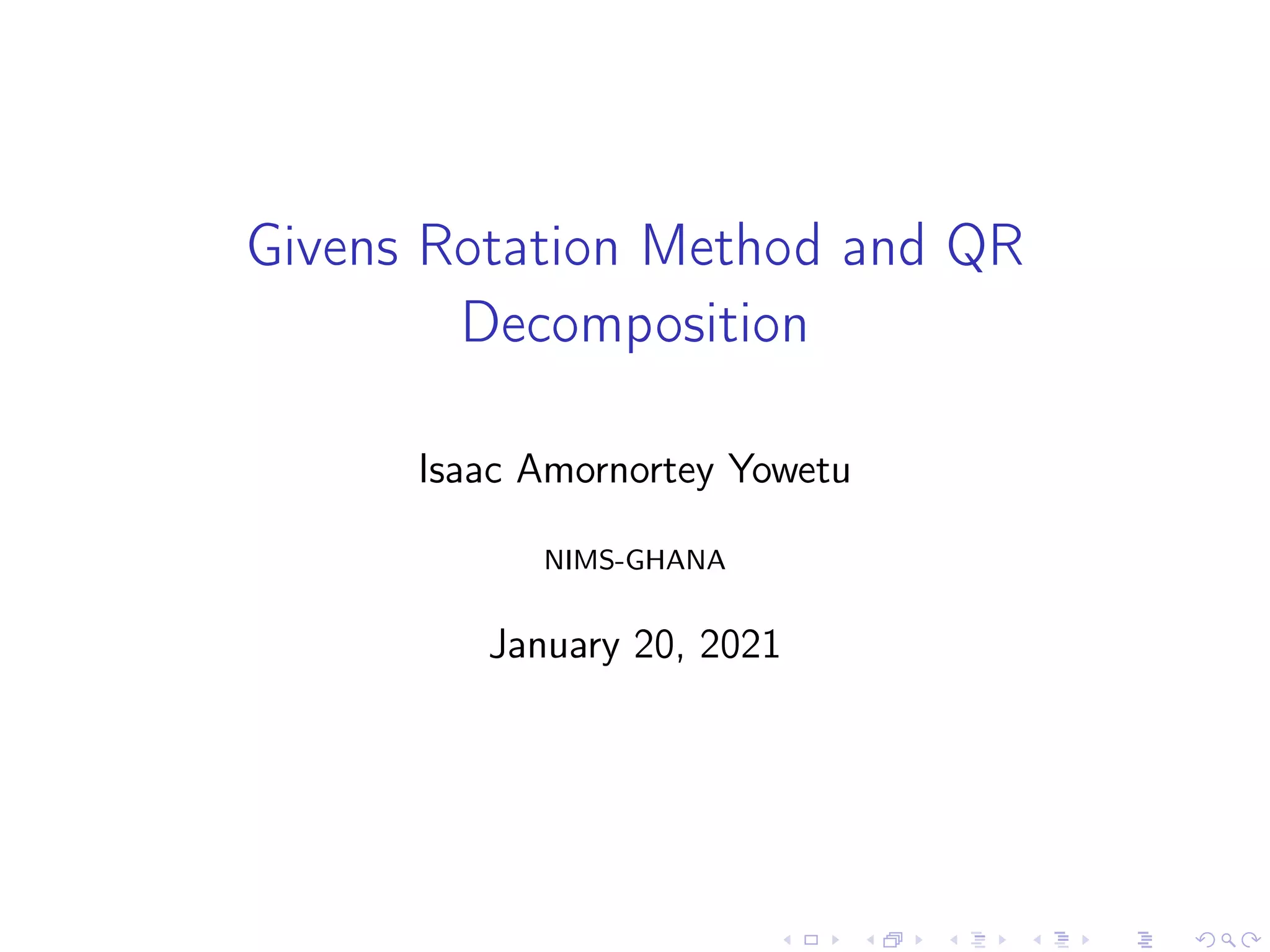 Givens rotation method | PDF