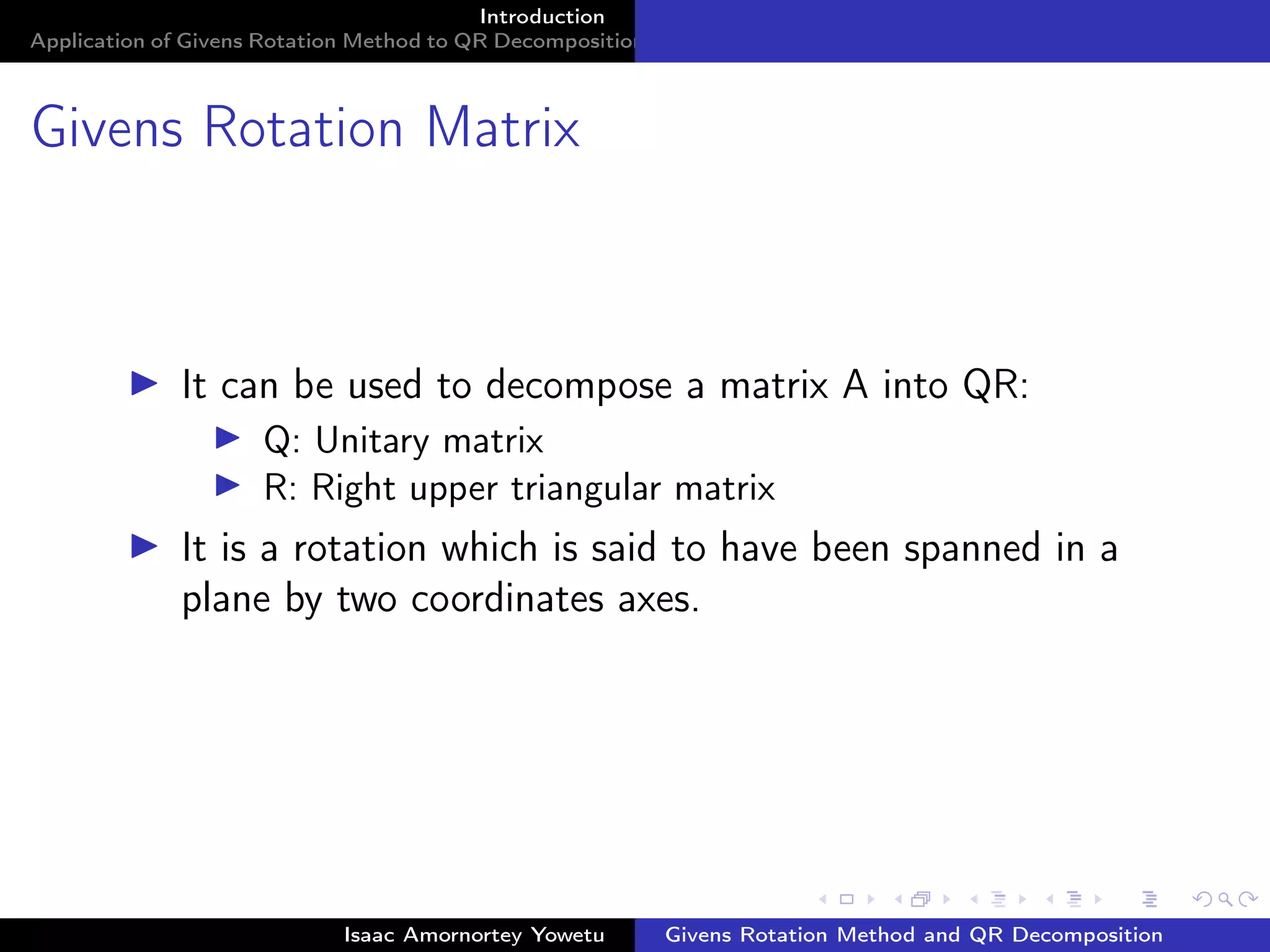 Givens rotation method | PDF