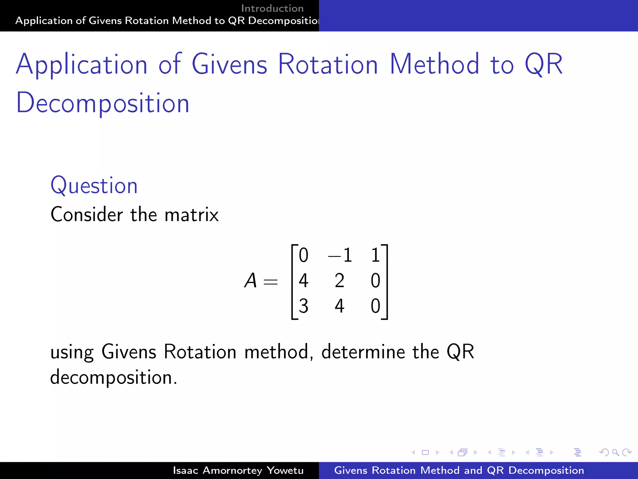 Givens rotation method | PDF