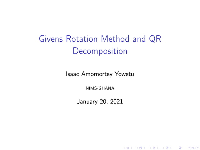 Givens rotation method | PDF