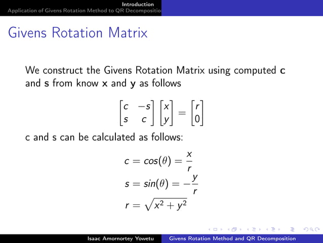 Givens rotation method | PDF