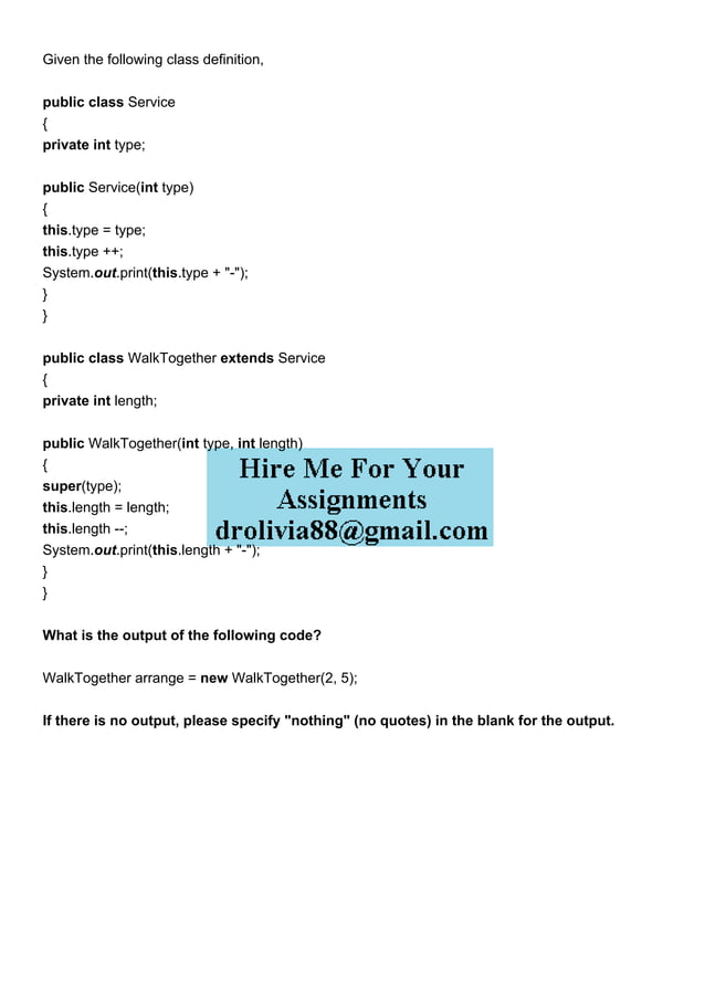 Given the following class definition public class Service .pdf