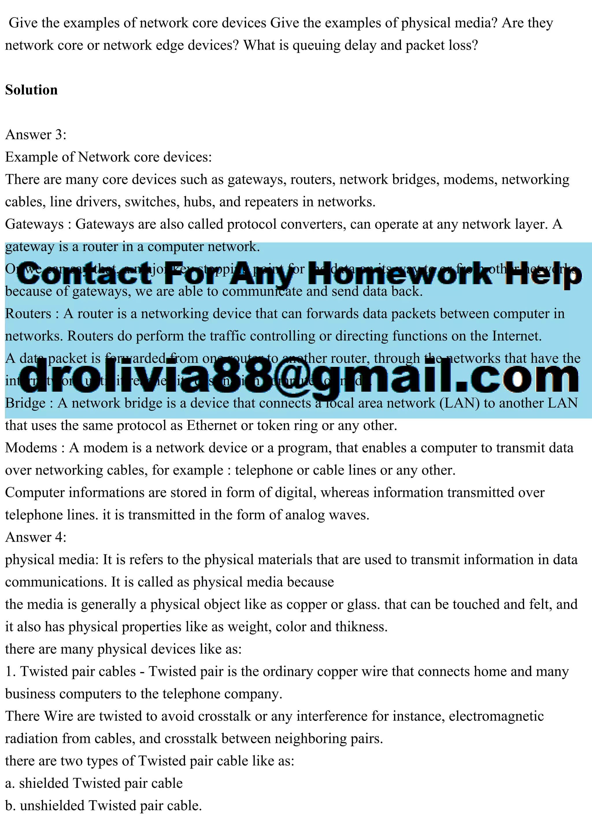 Give the examples of network core devices Give the examples of physic.pdf
