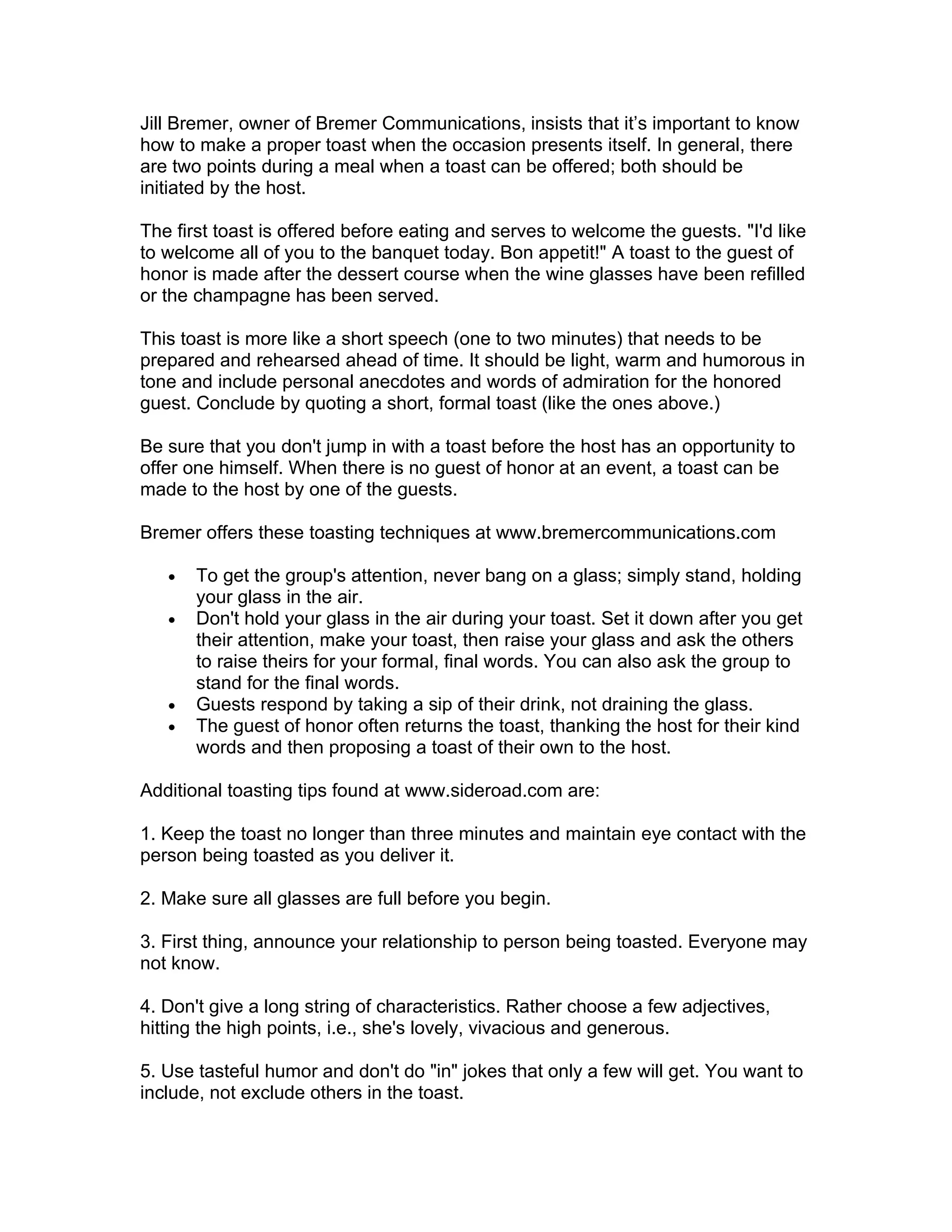 Give the perfect toast | DOC