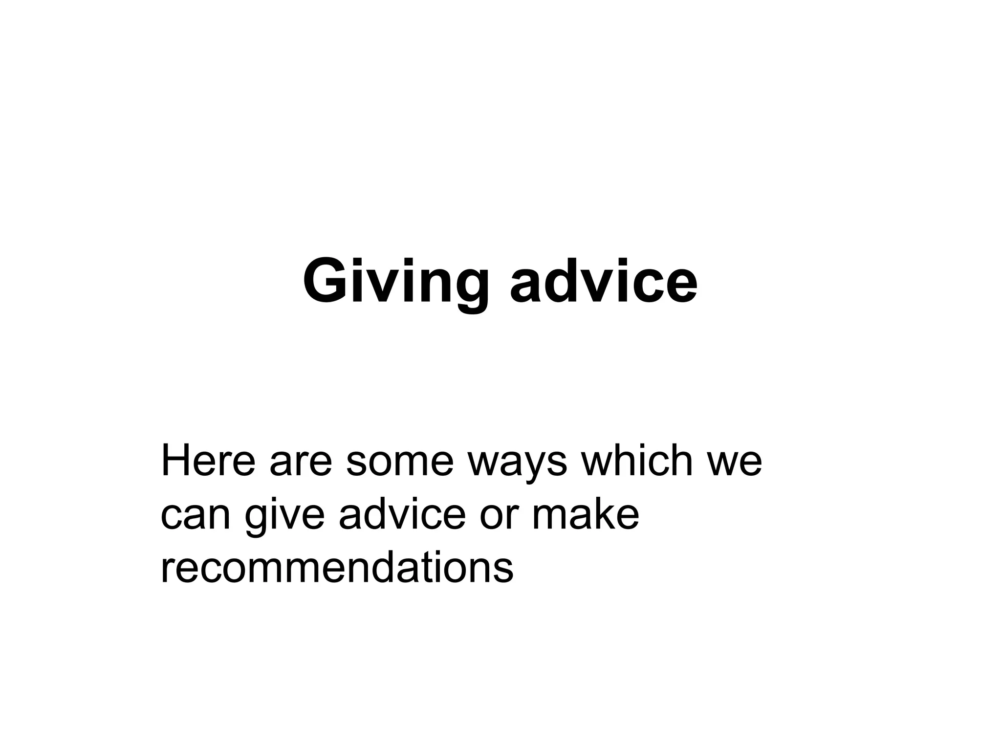 Giving advice | PPT