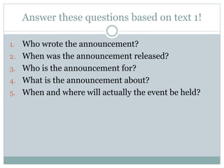 Giving announcement | PPT