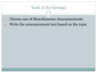 Giving announcement | PPT