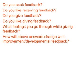 Giving developmental feedback | PPT
