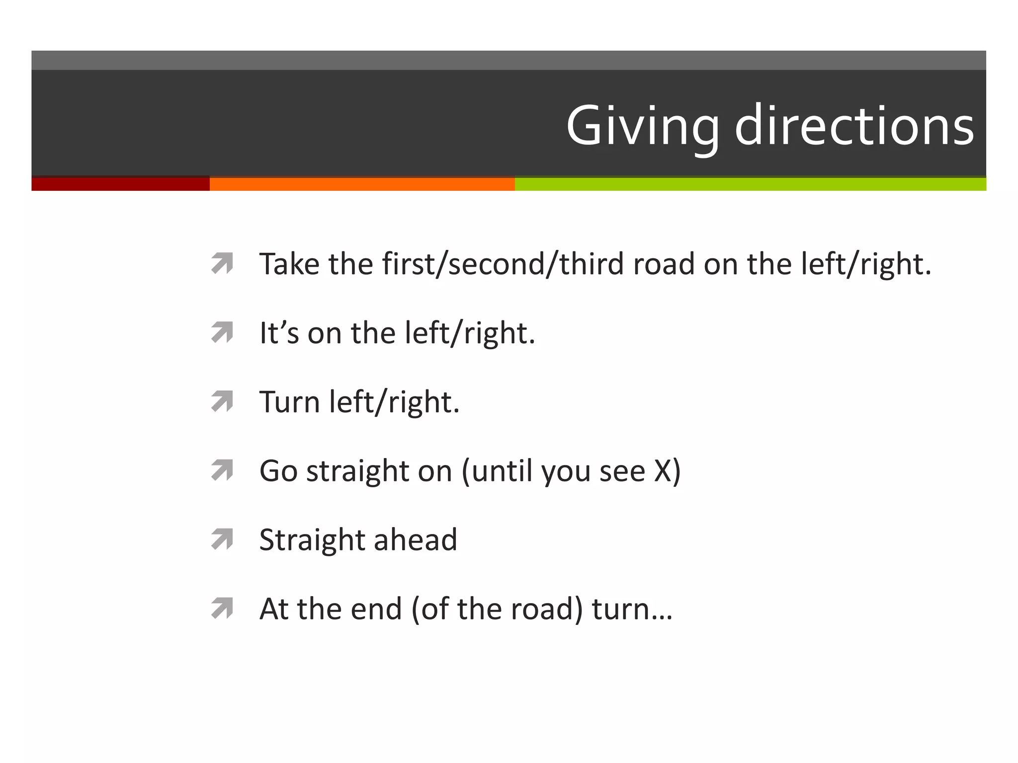 Giving directions | PPTX