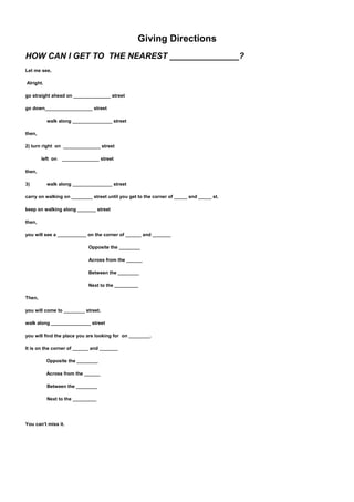 Giving directions | DOC