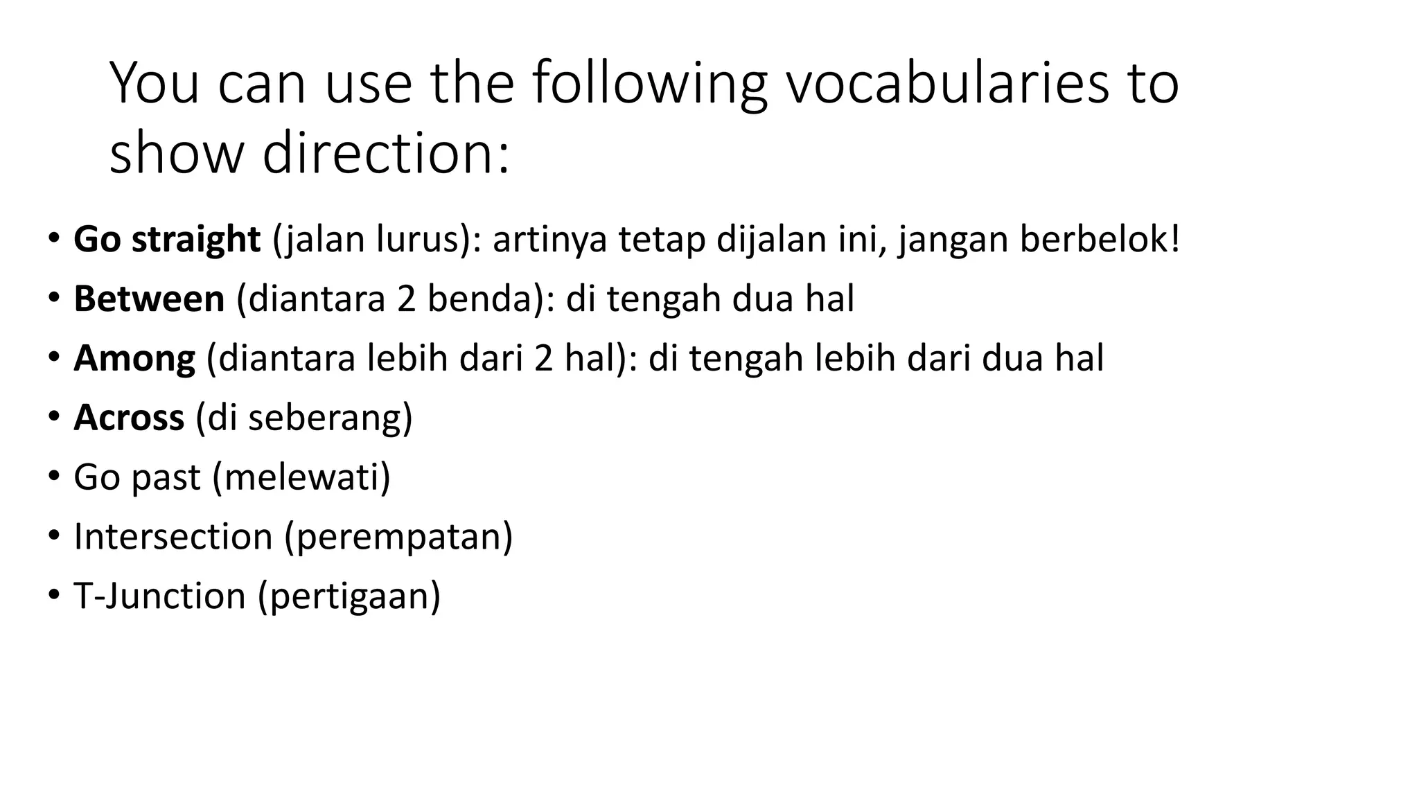 Giving Directions in english for learner | PPTX