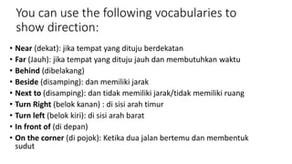 Giving Directions in english for learner | PPT